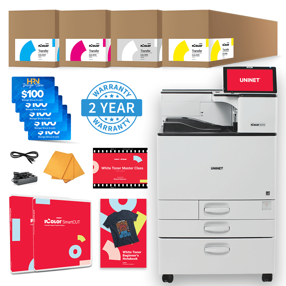 Uninet IColor 800W Pro White Toner DTF Printer with IColor ProRIP, Sma