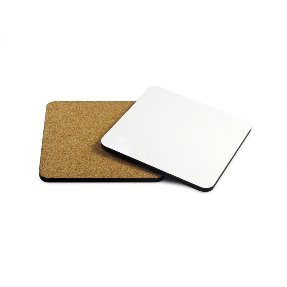 HPN SubliCraft 3.75" Square Sublimation Hardboard Coaster with Cork Ba