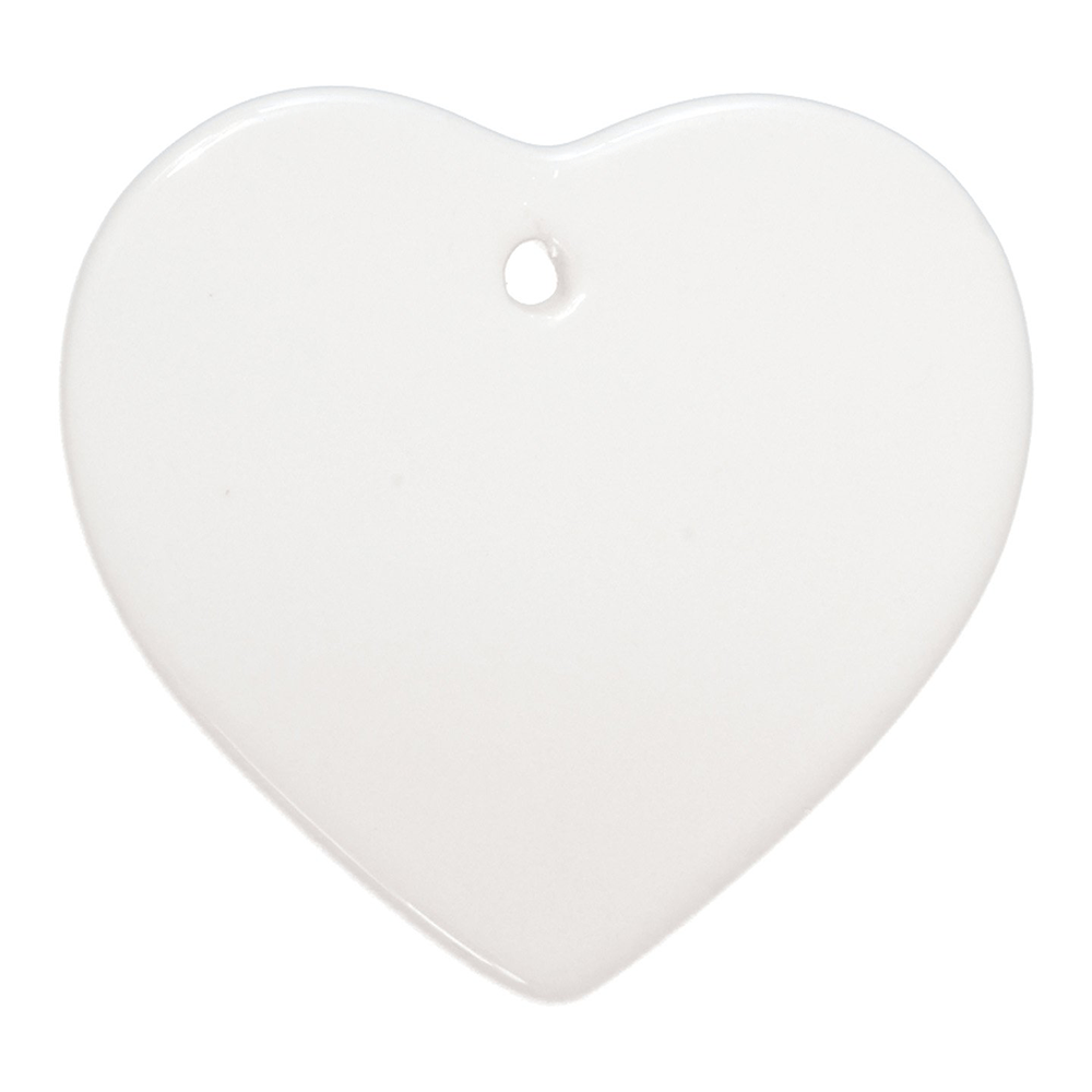 HPN SubliCraft 3" Heart Sublimation Ceramic Ornament with Hole - 100 p